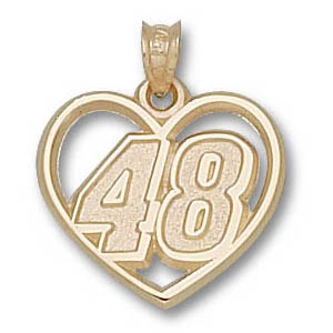 Jimmie Johnson No. 48 Heart Pendant 3/4in 10k Yellow Gold DN4807-10K