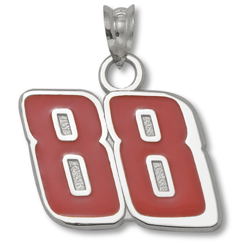 Sterling Silver 9/16in Dale Jr. #88 Red Enamel Charm DN8802E-SS