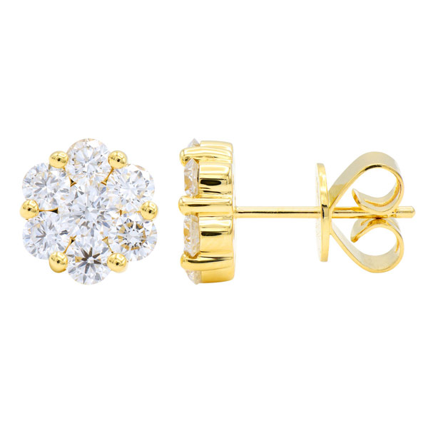 14k Yellow Gold .38 ct tw Diamond Cluster Stud Earrings DP-AE153390BY