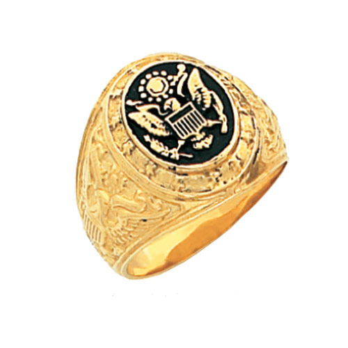 10k Yellow Gold United States Army Ring with Star Bezel ARM9210K