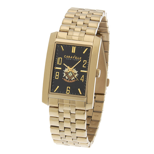 44mm Caravelle Rectangular Past Master Mason Yellow Watch MSW-211