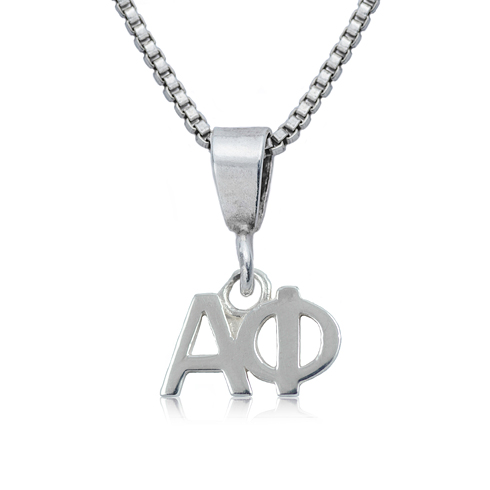 Sterling Silver 16in Alpha Phi Charm Necklace APhi6118A | Joy Jewelers