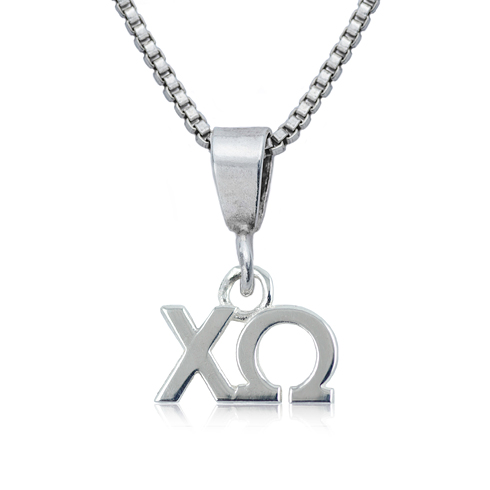 Sterling Silver 16in Chi Omega Charm Necklace CO6118A | Joy Jewelers