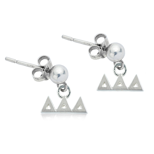 Sterling Silver Delta Delta Delta Post Earrings DDD6169A