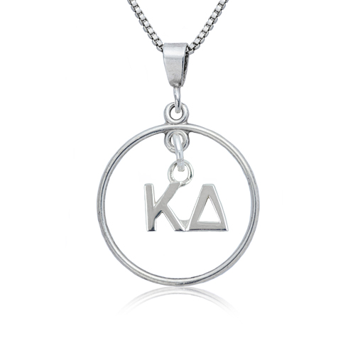 Sterling Silver 16in Kappa Delta Open Drop Necklace KD6157A