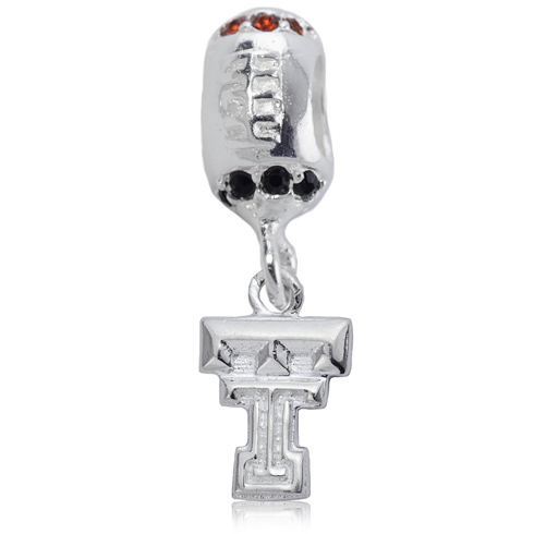Sterling Silver Texas Tech Football Charm Bead TTU6204 | Joy Jewelers