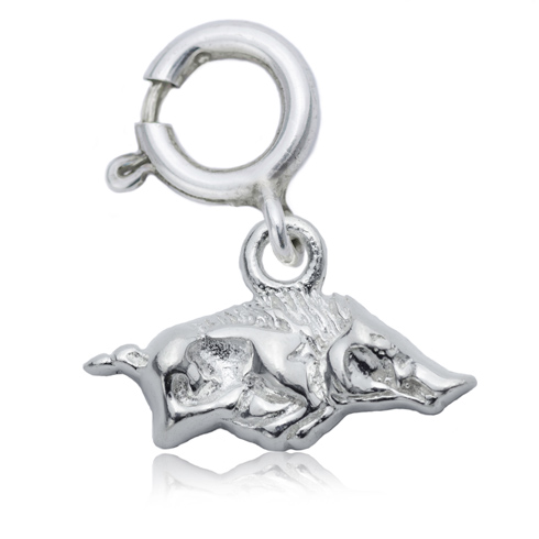 Sterling Silver 3/8in University of Arkansas Razorback Charm UAR6122A