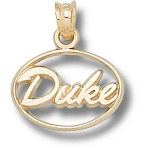 10kt Yellow Gold 3/8in Duke University Script Pendant DU011-10K