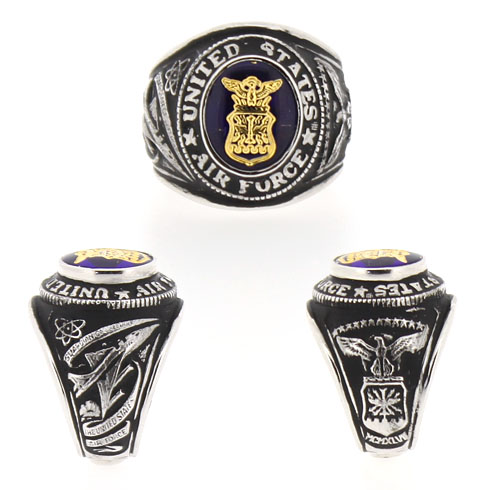 Rhodium Plated Brass Air Force Ring C7W010 | Joy Jewelers