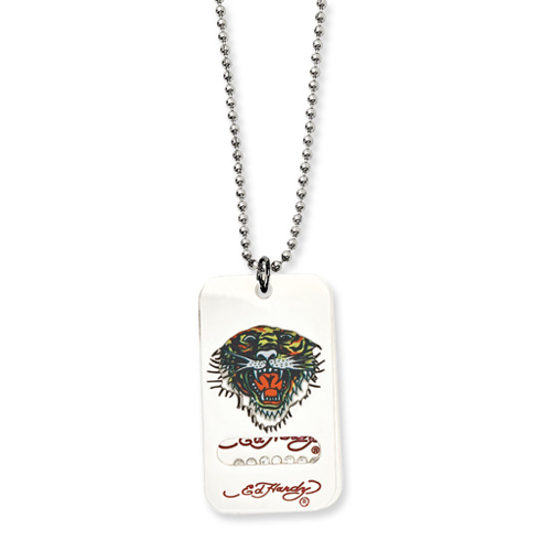 Ed Hardy Painted Roaring Tiger Dog Tag EHF151 | Joy Jewelers