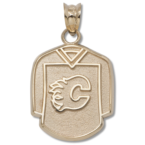 Calgary Flames 5/8in Jersey Pendant 10kt Yellow Gold FLA014-10K