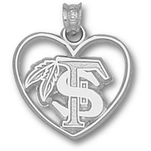 Florida State Seminoles 5/8in Sterling Silver Heart Pendant FSU025-SS