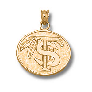 Florida State University Feather Oval Pendant 10k Yellow Gold FSU036-10K