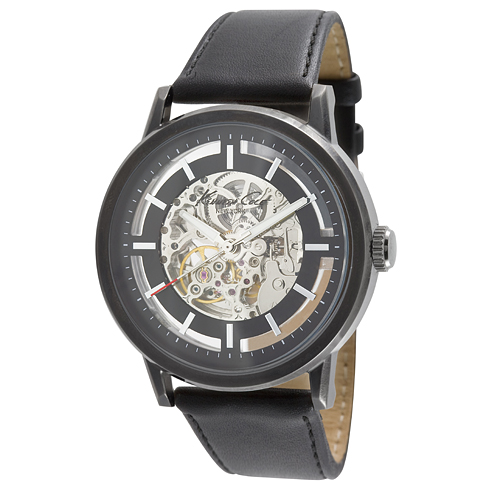 Kenneth Cole New York KC1632 Skeleton Dial Automatic Analog Leather ...