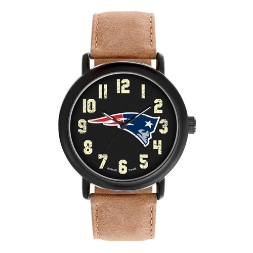 New England Patriots Throwback Leather Watch NFL-TBK-NE | Joy Jewelers
