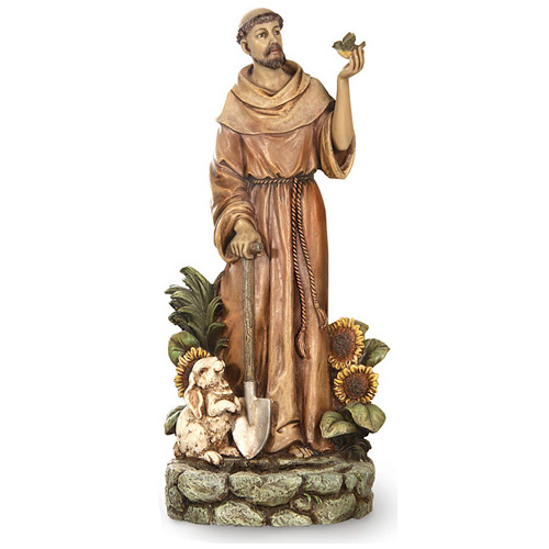 Saint Francis Bird Feeder 12.5in Florentine Collection Statue N-1929