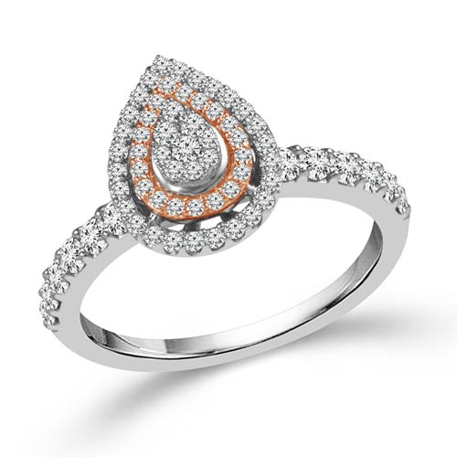 10k White and Rose Gold 5/8 ct tw Diamond Teardrop Promise Ring RE ...