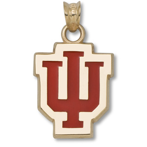 10kt Yellow Gold 5/8in Indiana University IU Enamel Pendant IU034E-10K