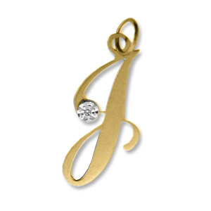 14kt Gold J Initial Pendant with Diamond diamondletterJ | Joy Jewelers