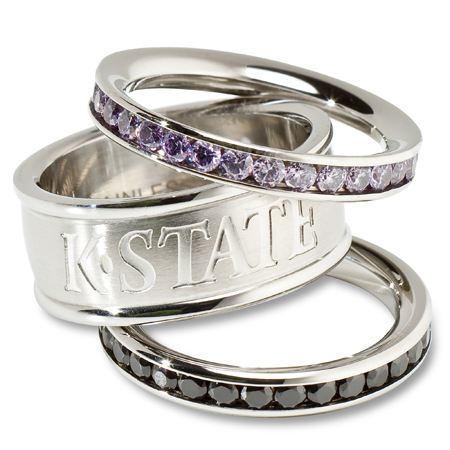Kansas State University Logo Crystal Stacked Ring Set KSU335CR