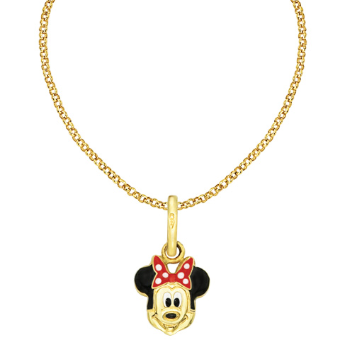 Minnie Mouse Necklace - 14kt Yellow Gold LDE11-23-1G | Joy Jewelers