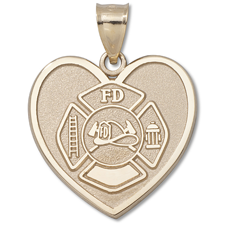 10kt Yellow Gold 1in Maltese Cross Fire Dept Heart Pendant RTE007-10K