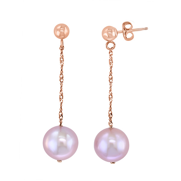 14k Rose Gold 6mm Potato Freshwater Cultured Pearl Chain Link Earrings ...