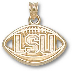 LSU Tigers 1/2in 10k Pierced Football Pendant LSU023-10K