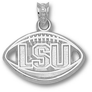 Sterling Silver 1/2in LSU Pierced Football Pendant LSU023-SS