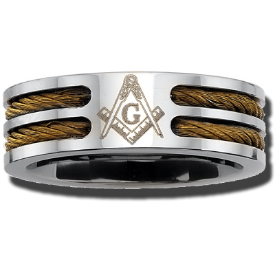 8mm Stainless Steel Masonic Blue Lodge Ring MAS1423 | Joy Jewelers