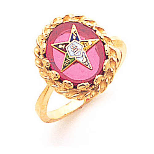 Eastern Star Red Stone Ring - 14k Gold MAS57358 | Joy Jewelers