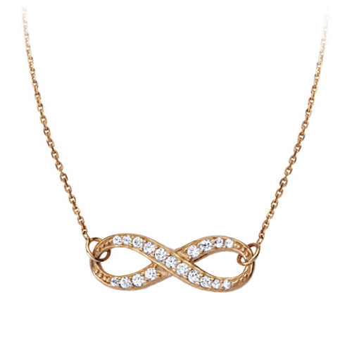 Rose Gold-plated Sterling Silver CZ Infinity Symbol Necklace K29-250320FM