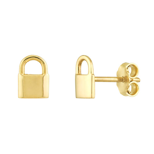 14k Yellow Gold Padlock Stud Earrings Y41-660320MT | Joy Jewelers