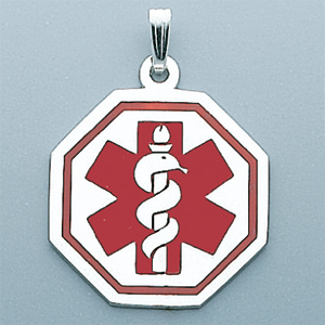 Octagonal Medical Pendant 1in - Sterling Silver MED-3199