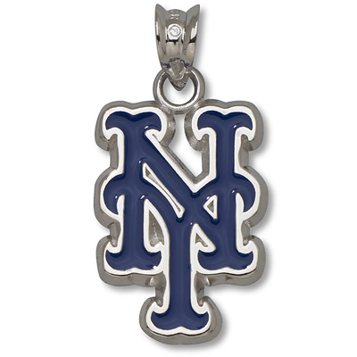 Sterling Silver 5/8in New York Mets NY Enamel Pendant MET002E-SS