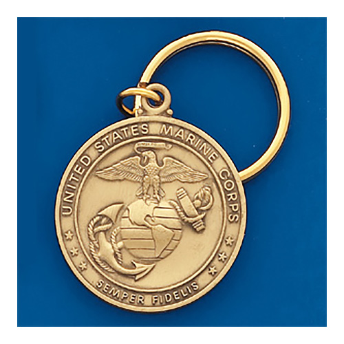 1 3/4in 22kt Gold Plated U.S. Marines Key Ring MIL15-YP | Joy Jewelers