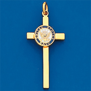 1 3/8in 22kt Yellow Gold Plated Navy Cross Pendant MIL28-YP