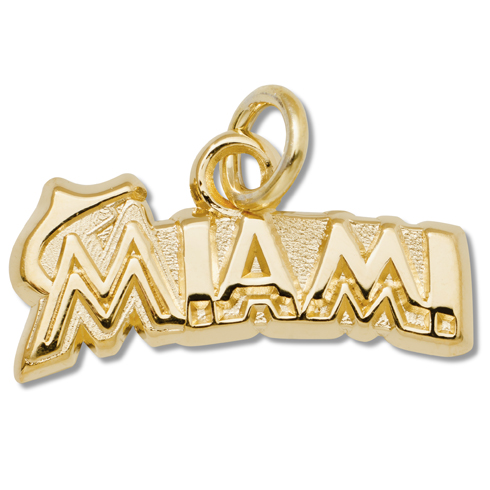 Miami Marlins 3/8in Pendant 14kt Yellow Gold MIN013 | Joy Jewelers