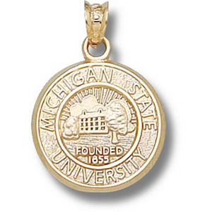 14kt Yellow Gold 5/8in Michigan State University Seal Pendant MIS003