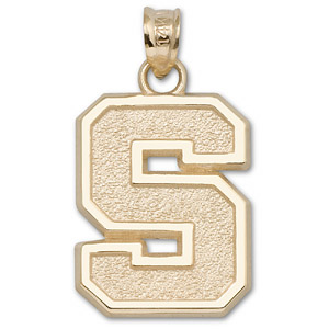 14kt Yellow Gold 5/8in Michigan State Block S Pendant MIS034