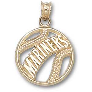 10kt Yellow Gold 5/8in Seattle Mariners Baseball Pendant MRN003-10K