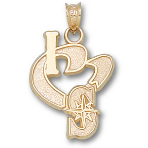 10kt Yellow Gold 3/4in I Love Seattle Mariners Pendant MRN010-10K
