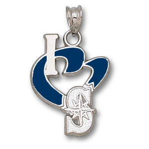 Sterling Silver 3/4in I Love the Seattle Mariners Enamel Pendant MRN010E-SS