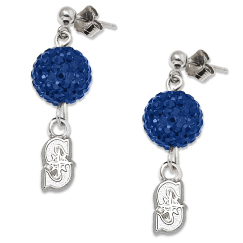 Sterling Silver Seattle Mariners Crystal Ovation Earrings MRN069ERB-SS