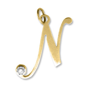 14kt Gold N Initial Pendant with Diamond diamondletterN | Joy Jewelers