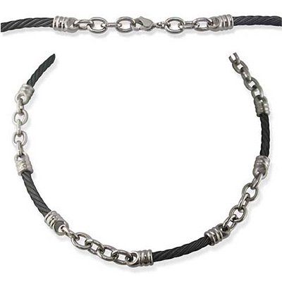 Black Titanium 4mm Cable Necklace 22in N916A | Joy Jewelers