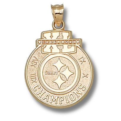 Pittsburgh Steelers Champs 7/8in Pendant 14kt Yellow Gold NFL017