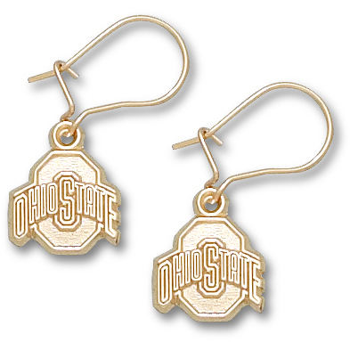 Ohio State Square 3/8in Earrings 10kt Yellow Gold OSU013ERD-10K