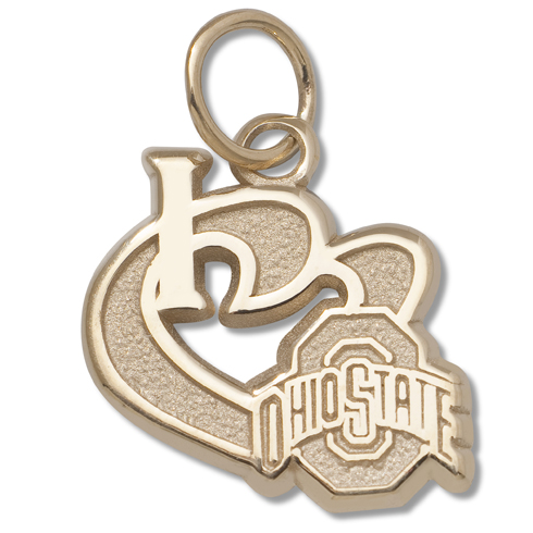 14kt Yellow Gold 1/2in I Love Ohio State Pendant OSU054 | Joy Jewelers