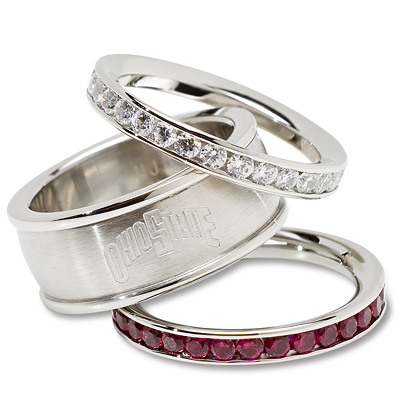 Ohio State University Logo Crystal Stacked Ring Set Size 6 OSU335CR